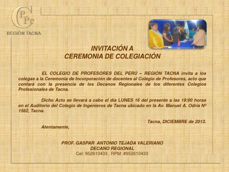 Invitación A Ceremonia de Colegiatura Dic. 2013. | PDF | Hogar y jardín ... Invitación A Ceremonia de Colegiatura Dic. 2013. | PDF | Hogar y jardín ...