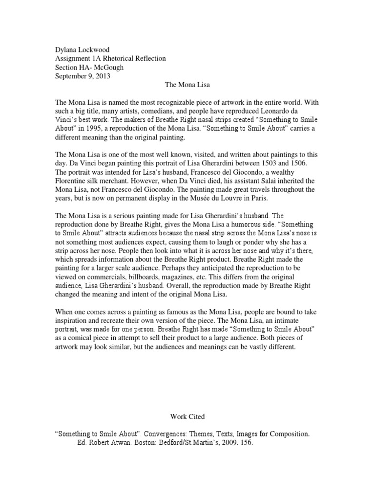 Rhetorical Analysis of Mona Lisa Reproduction | PDF | Art