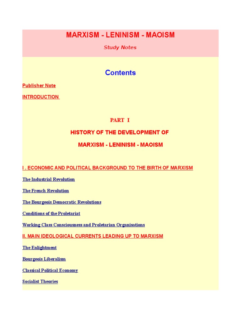 Marxism Leninism Maoism Study Guide Complete | Download Free PDF ...