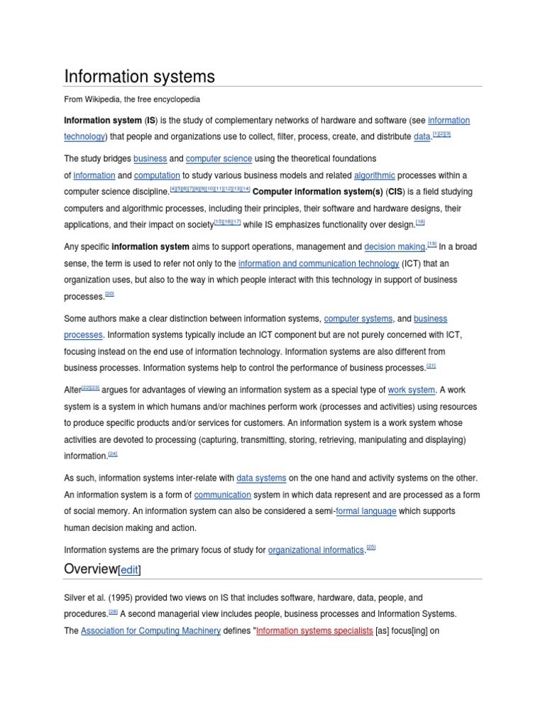 Information Systems | PDF | Information System | System