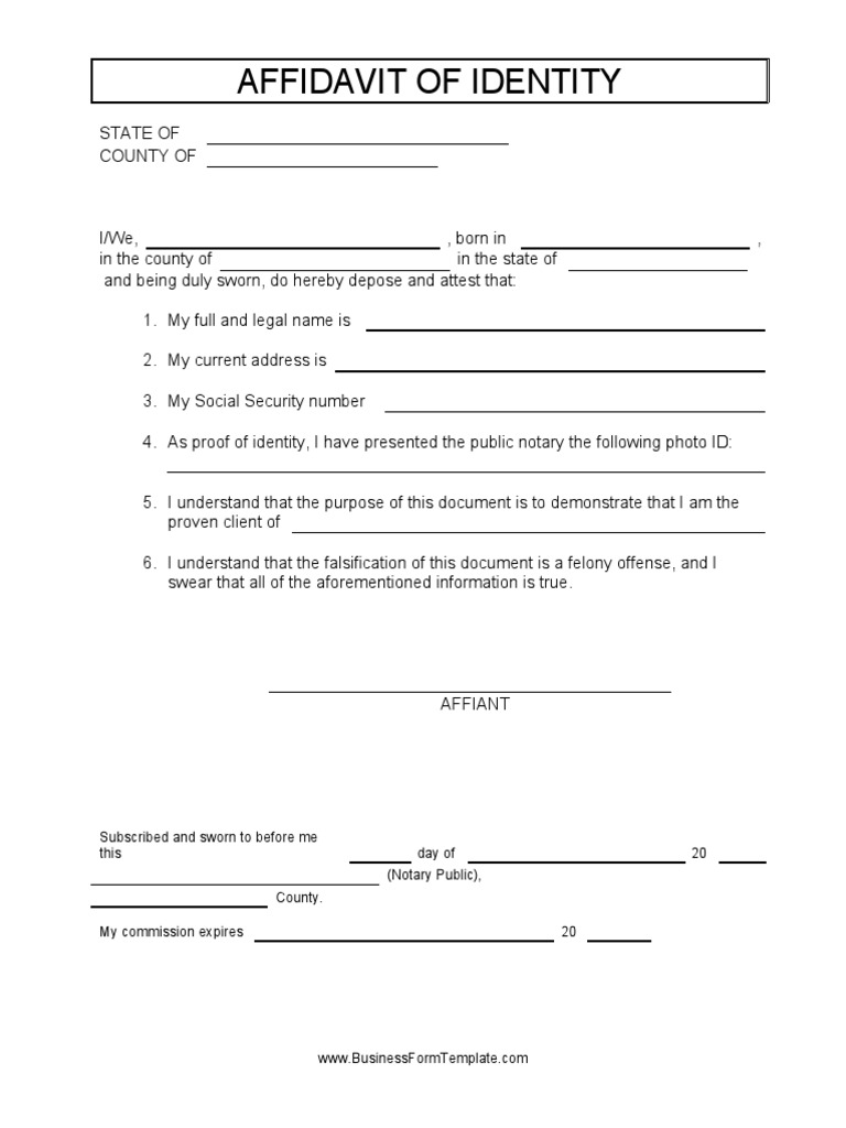Affidavit of Identity | PDF