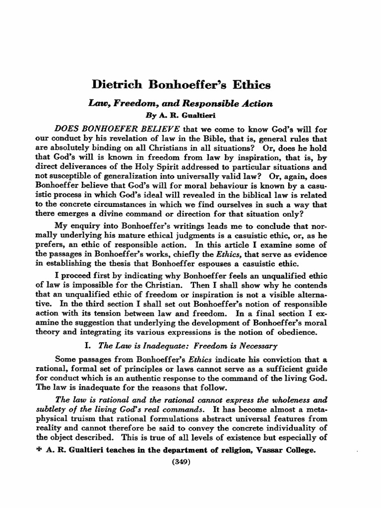 Bonhoeffer's Ethics! | PDF | Conscience | Copyright