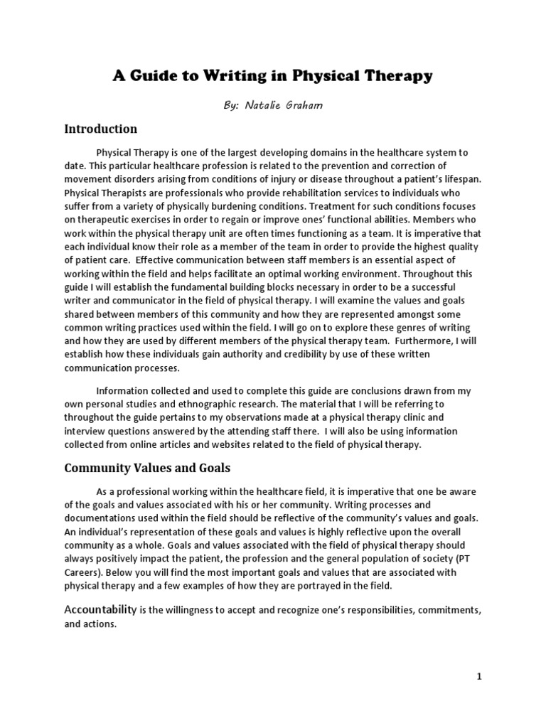 A Guide To Writing in Physical Therapy: Accountability | PDF | Physical ...