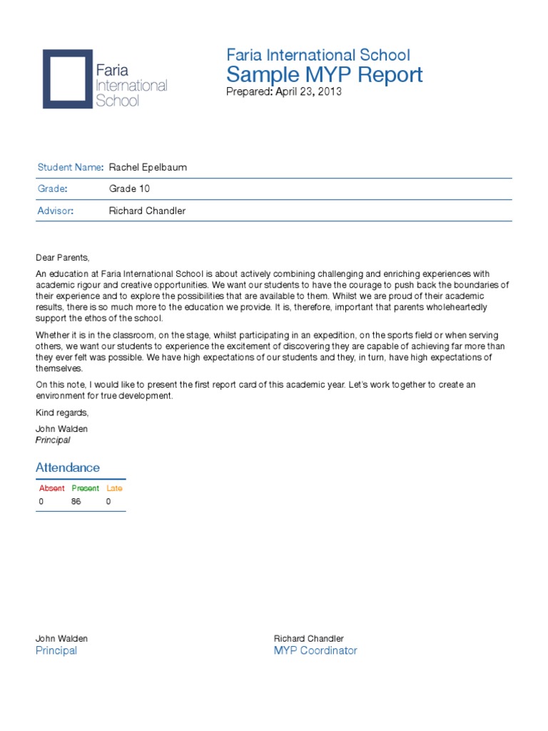 Report MYP | PDF | Science | Evaluation