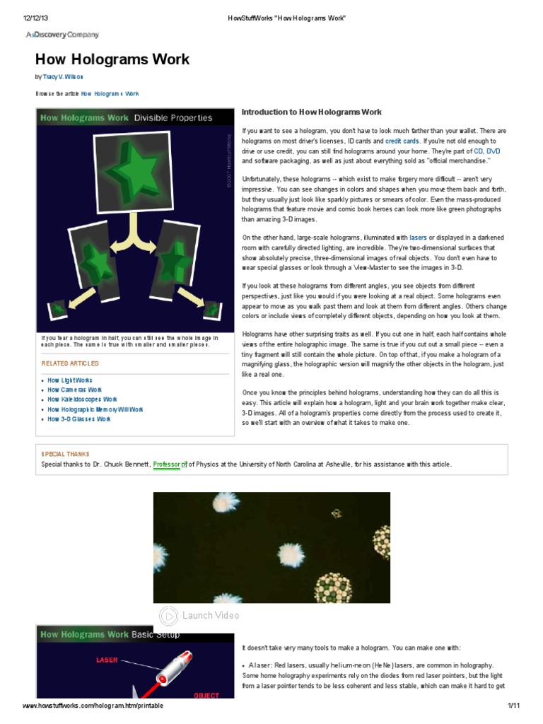 How Holograms Work | Holography | Interference (Wave Propagation)