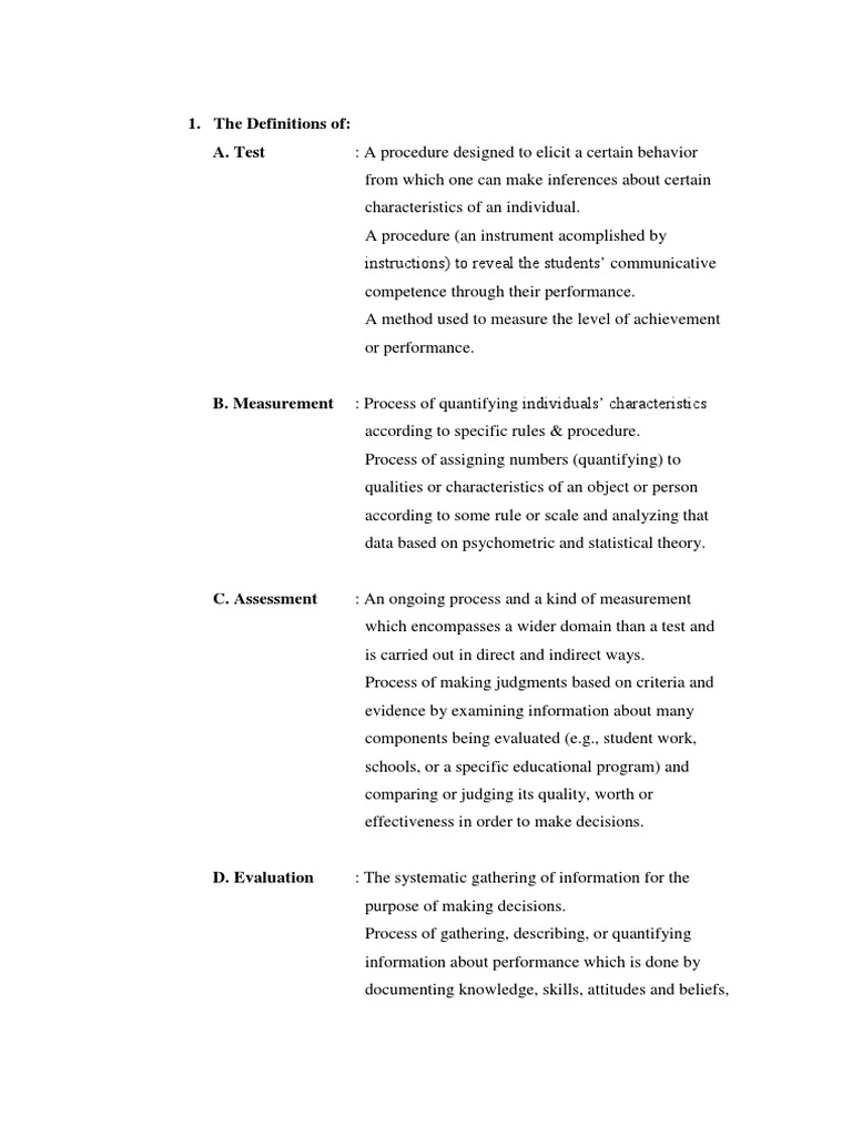 Test, Measurement, Evaluation, and Assessment | PDF | Educational ...