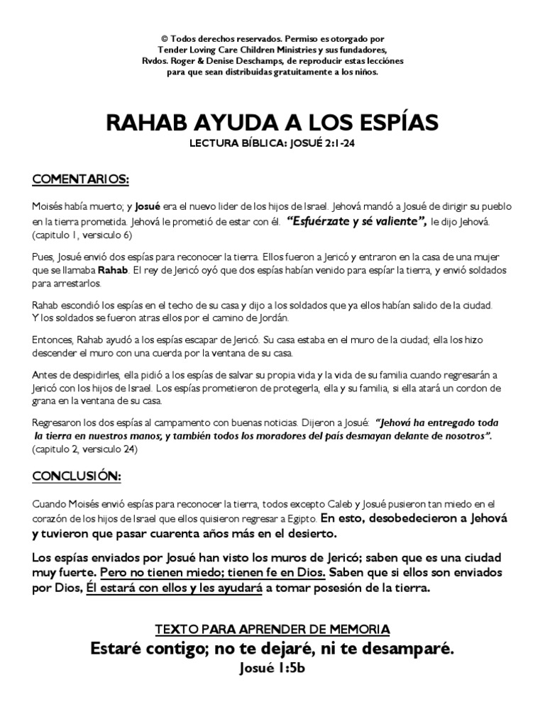 0273 - Rahab Ayuda A Los Espias | PDF | Joshua | Moisés