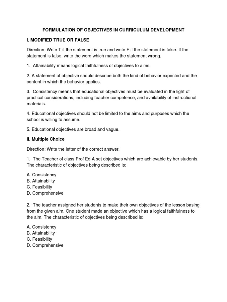 Curriculum Objectives Formulation Guide | PDF | Career & Growth