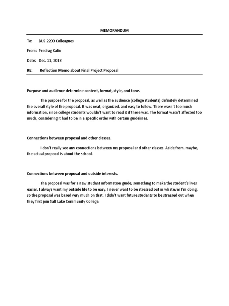 Reflection Memo | PDF | Career & Growth