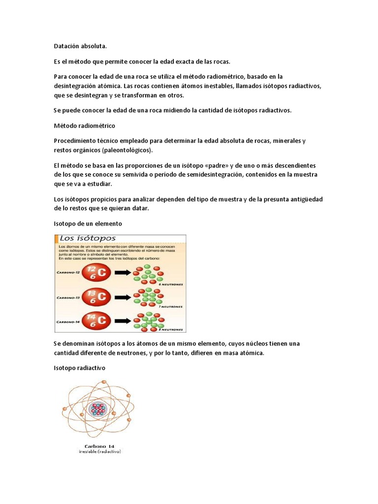 Métodos de Datación Absoluta de Rocas | PDF | Isótopo | Datación por ...