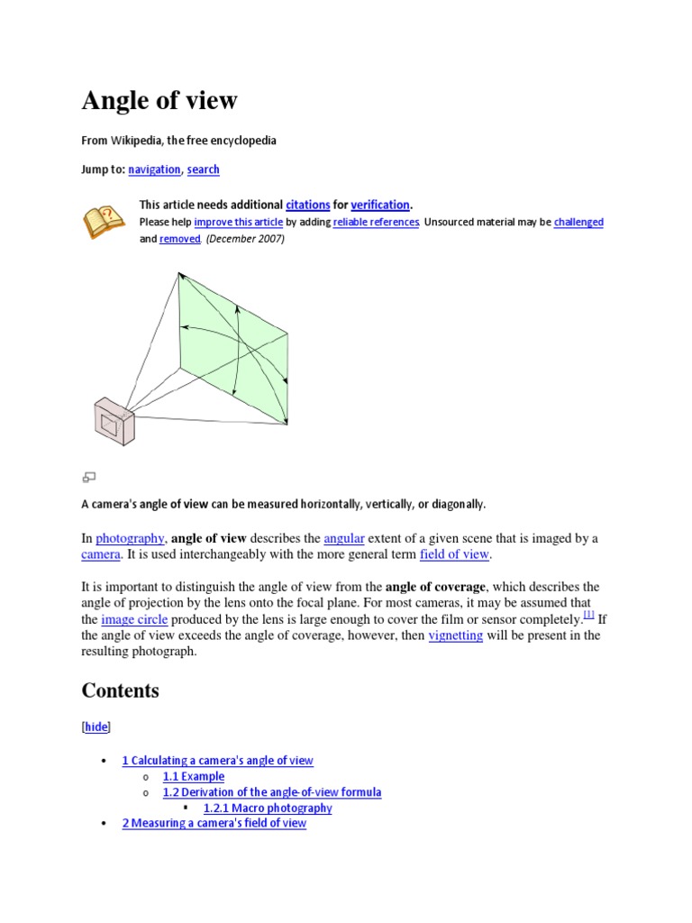 Angle of View: From Wikipedia, The Free Encyclopedia Jump To:, This ...