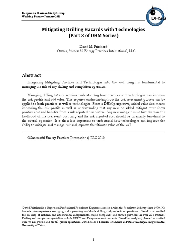 Mitigating Drilling Hazards With Technologies | PDF | Risk Management | Drilling Rig