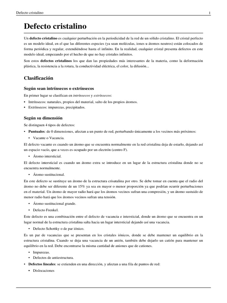 Defecto Cristalino (Vacancia Intersticial) | PDF | Defecto ...