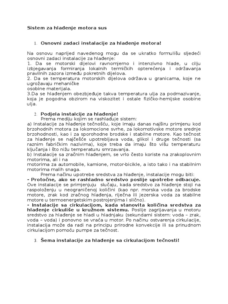 Sistem Za Hlađenje Motora Sus | PDF