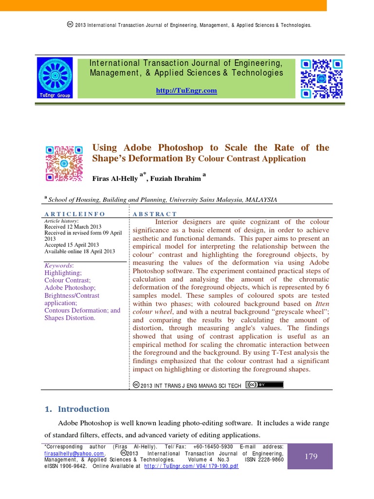 Using Adobe Photoshop To Scale The Rate of The Shape's Deformation by Colour Contrast ...