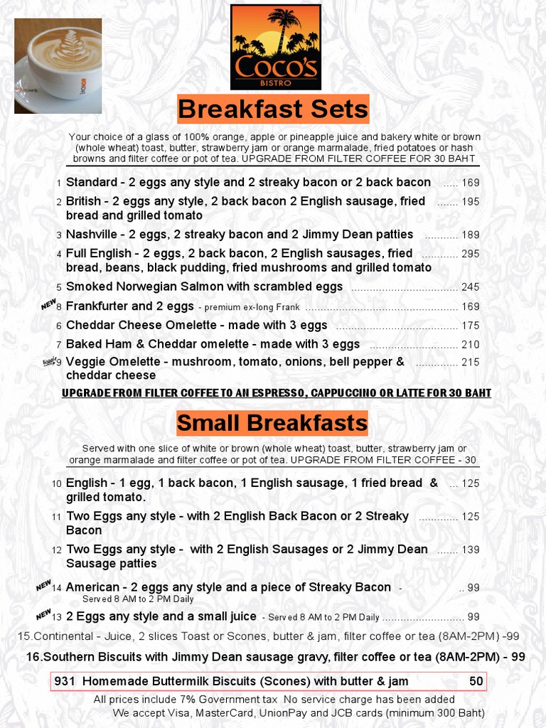 Coco's Menu | PDF | Thai Cuisine | Salad