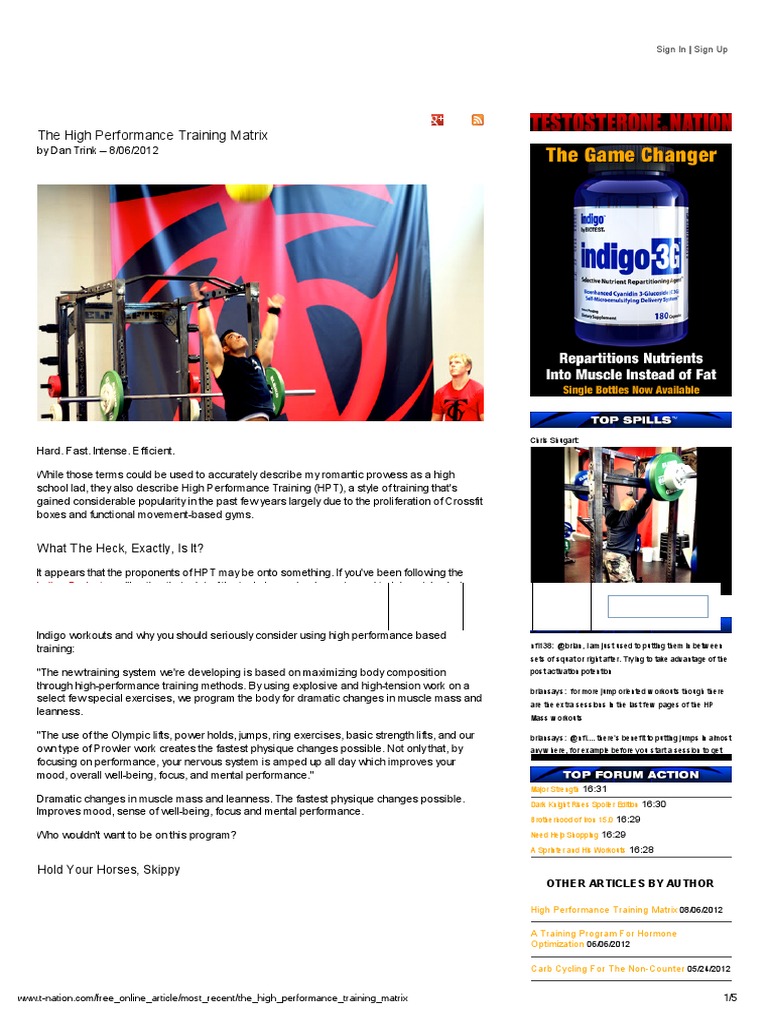 T NATION - The High Performance Training Matrix | Download Free PDF ...