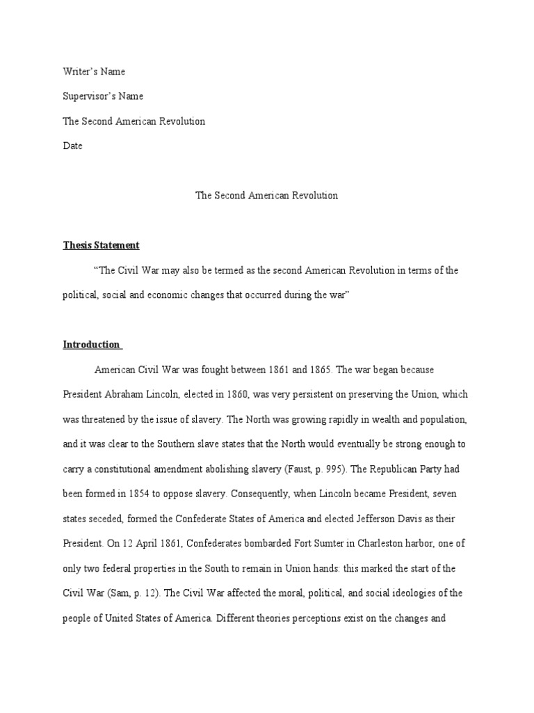 The Second American Revolution | PDF | American Civil War | Union ...