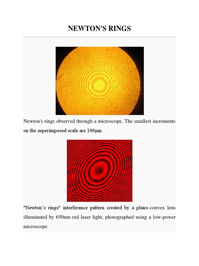Newton'S Rings | PDF | Lens (Optics) | Interference (Wave Propagation)