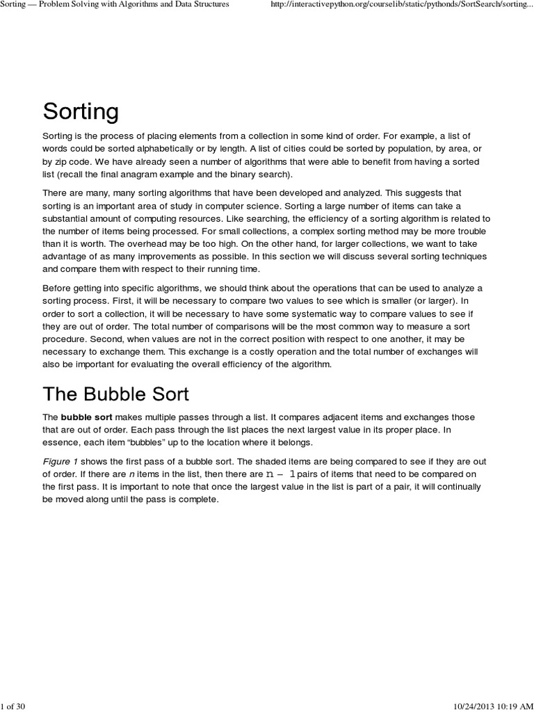 Sorting Problem Solving With Algorithms And Data Structures