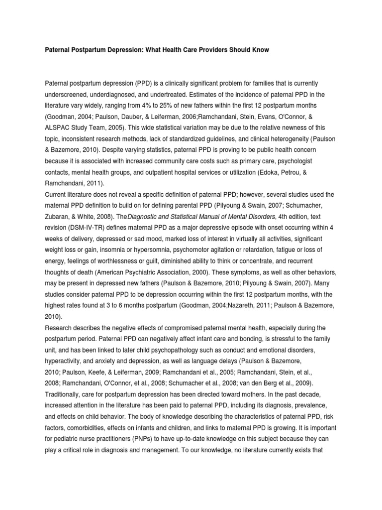 Paternal Postpartum Depression | PDF | Postpartum Depression | Major ...