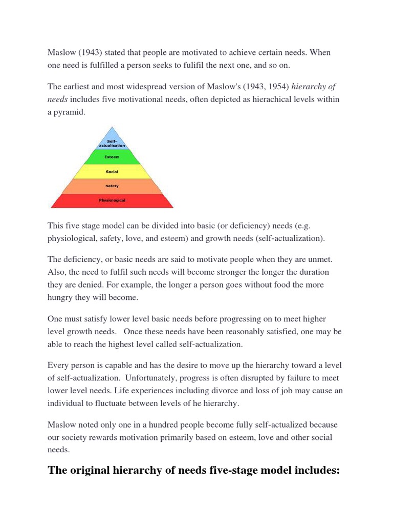 Maslow's Theory | PDF | Self Actualization | Hierarchy