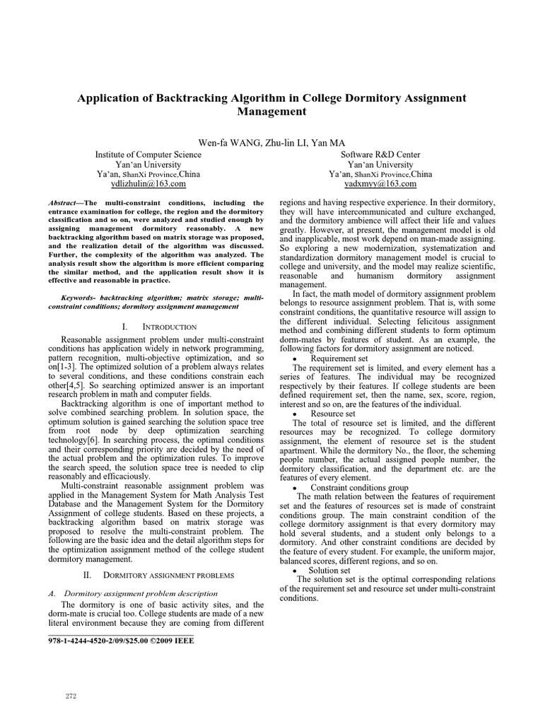 Back Tracking - Dormitory Assignment | PDF | Mathematical Optimization | Algorithms