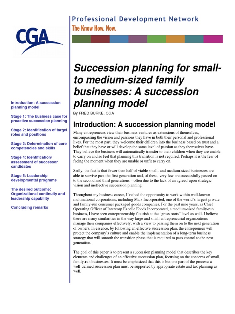 Succession Planning Model for Family Businesses | PDF | Succession ...