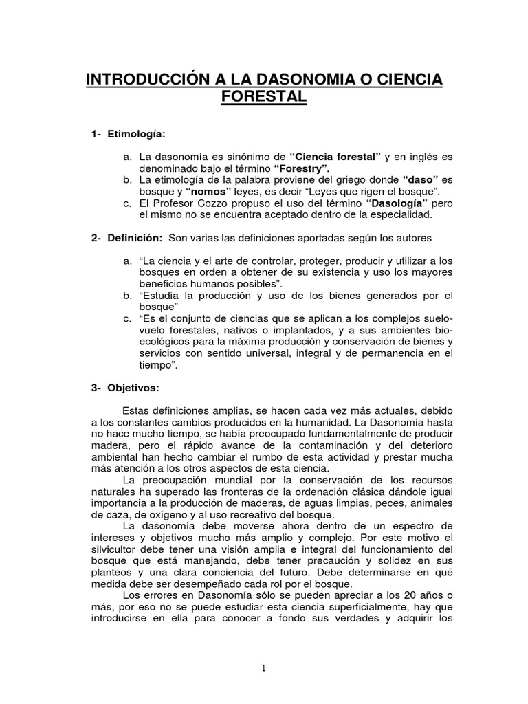 Introduccion A La Dasonomia o Ciencia Forestal | PDF | Los bosques ...