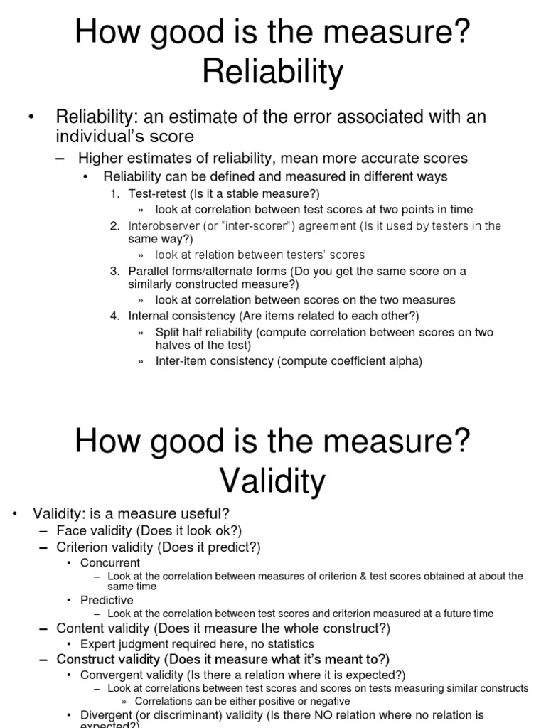 Understanding Measure Reliability and Validity | PDF