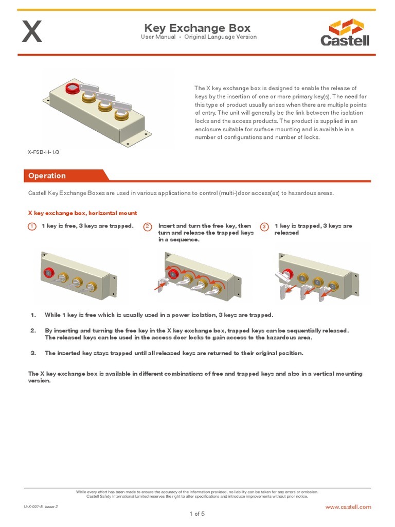 Key Exchange Box: Operation | PDF | Lock (Security Device) | Kilogram