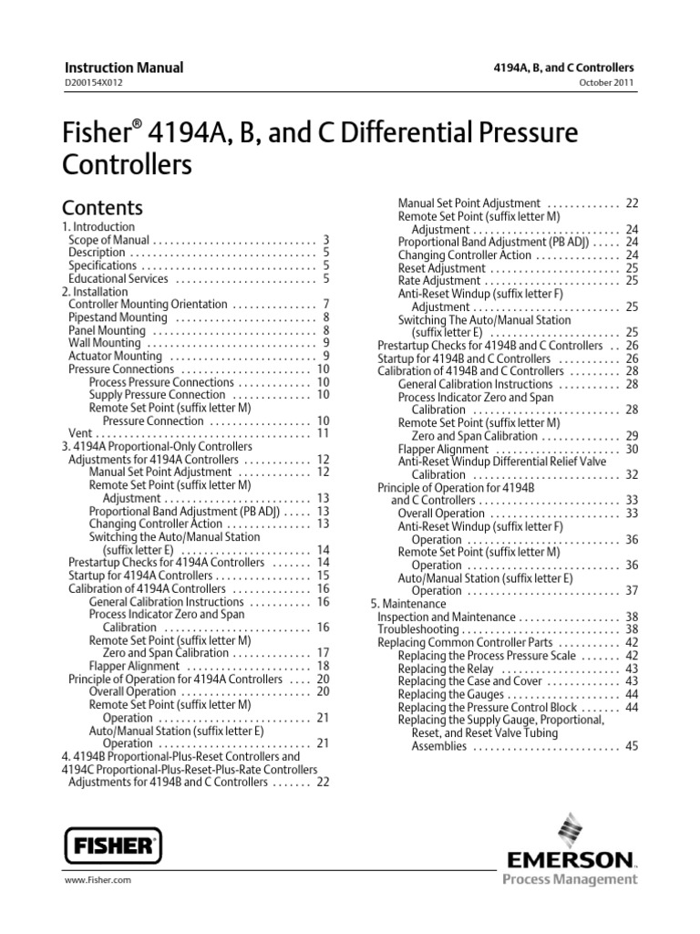 Fisher 4194A, B, and C Differential Pressure Controllers: Instruction ...