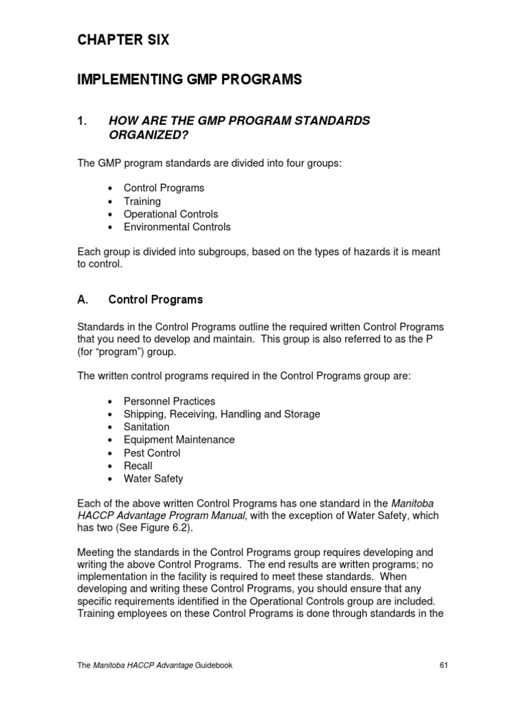 Chapter Six Implementing GMP Programs: How Are The GMP Program ...