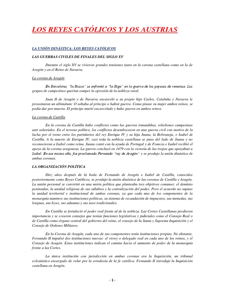Los Reyes Católicos y Los Austrias | PDF | Imperio español | imperio Otomano