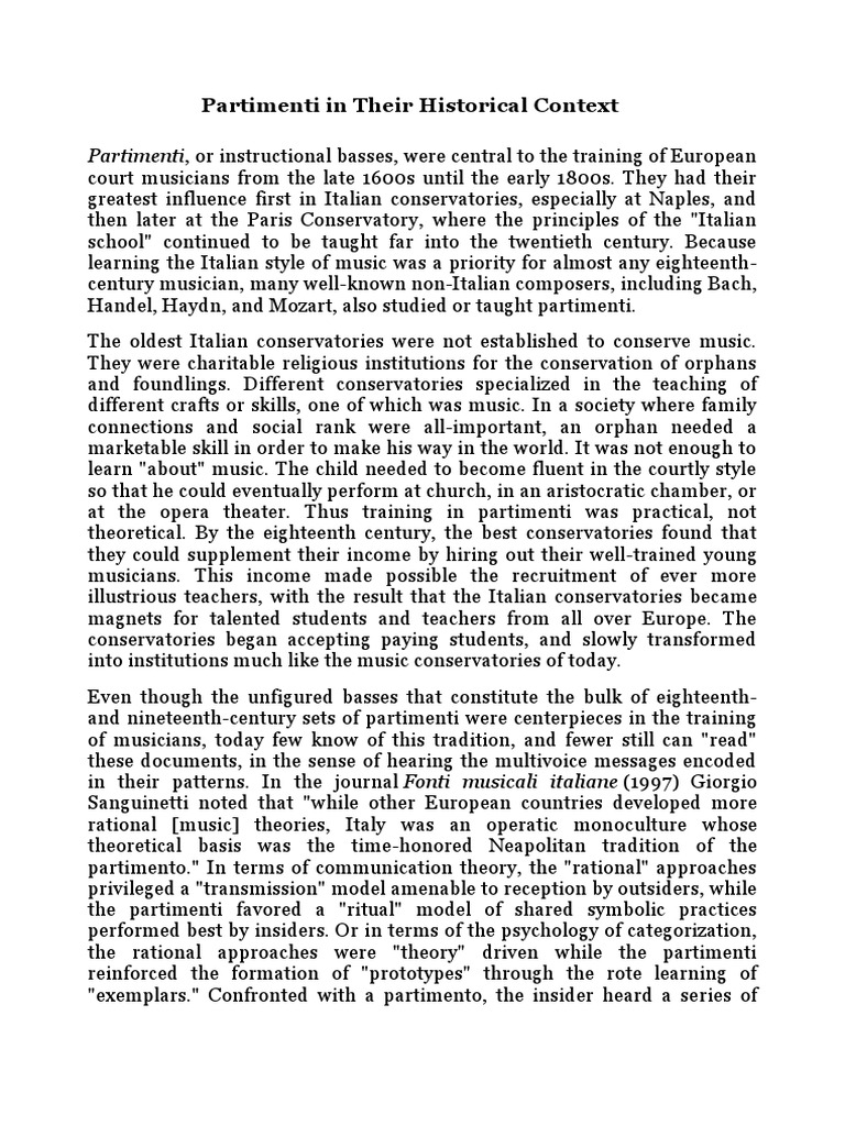 Partimenti in Their Historical Context | PDF | Scale (Music) | Chord ...