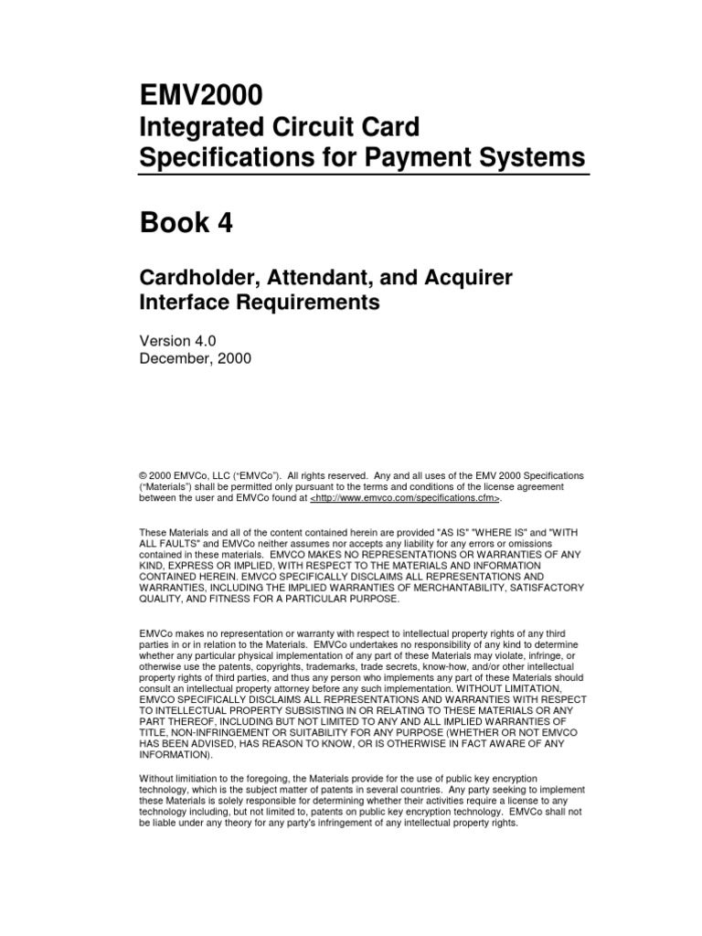 Integrated Circuit Card Specifications For Payment Systems: Cardholder ...
