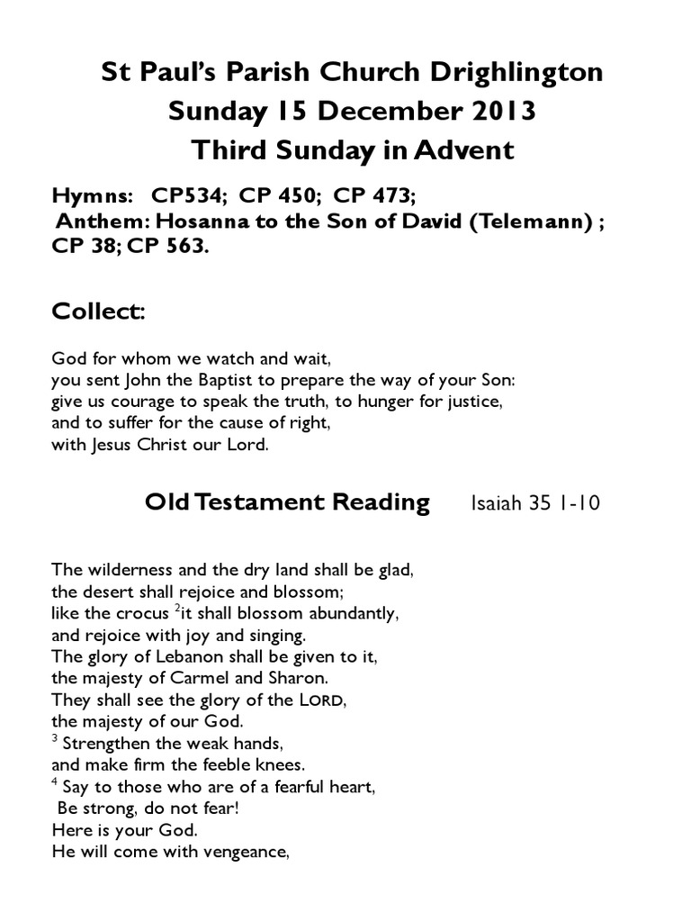 Third Sunday in Advent | PDF | Eucharist | Christmas