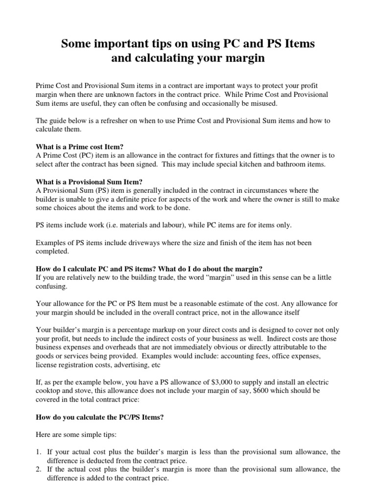 PS & PC Items | PDF | Prices | Cost