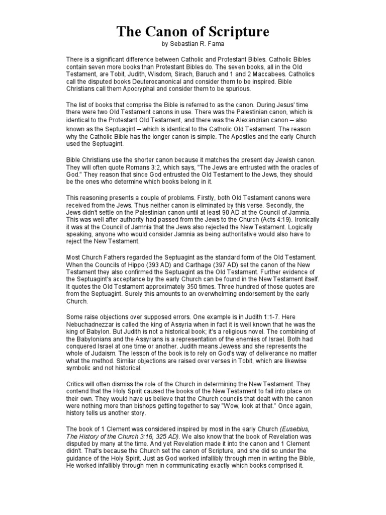 The Canon of Scripture | Download Free PDF | Biblical Canon | Old Testament