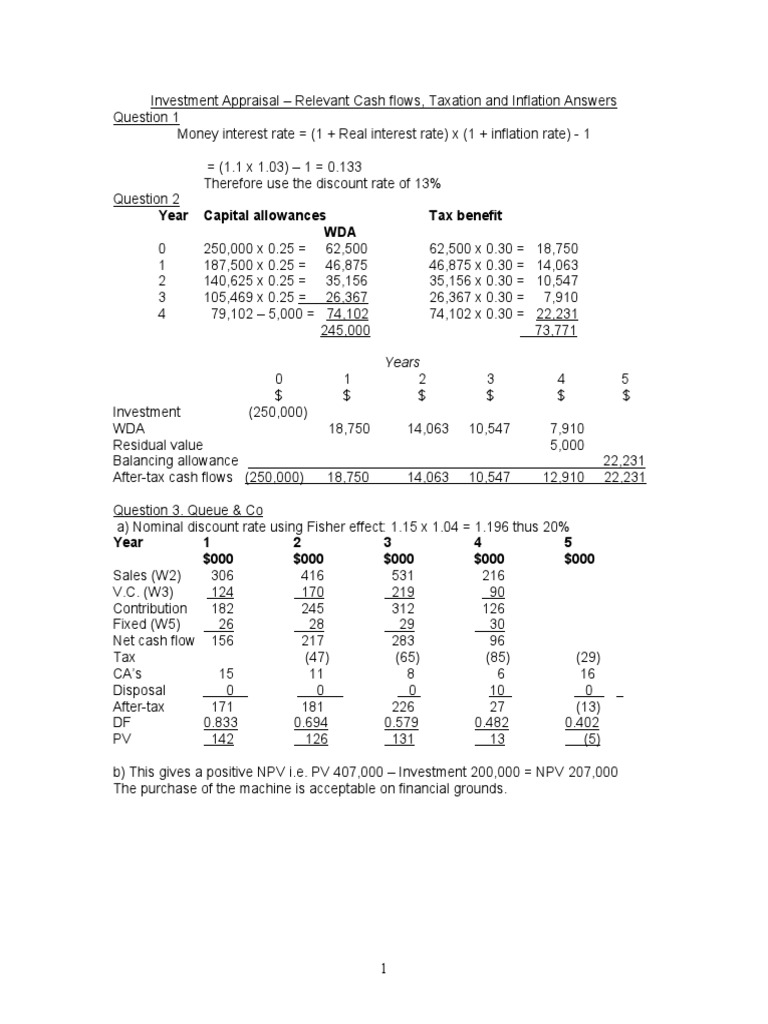 Relevant Cash Flows in Investment Appraisal | PDF | Net Present Value ...