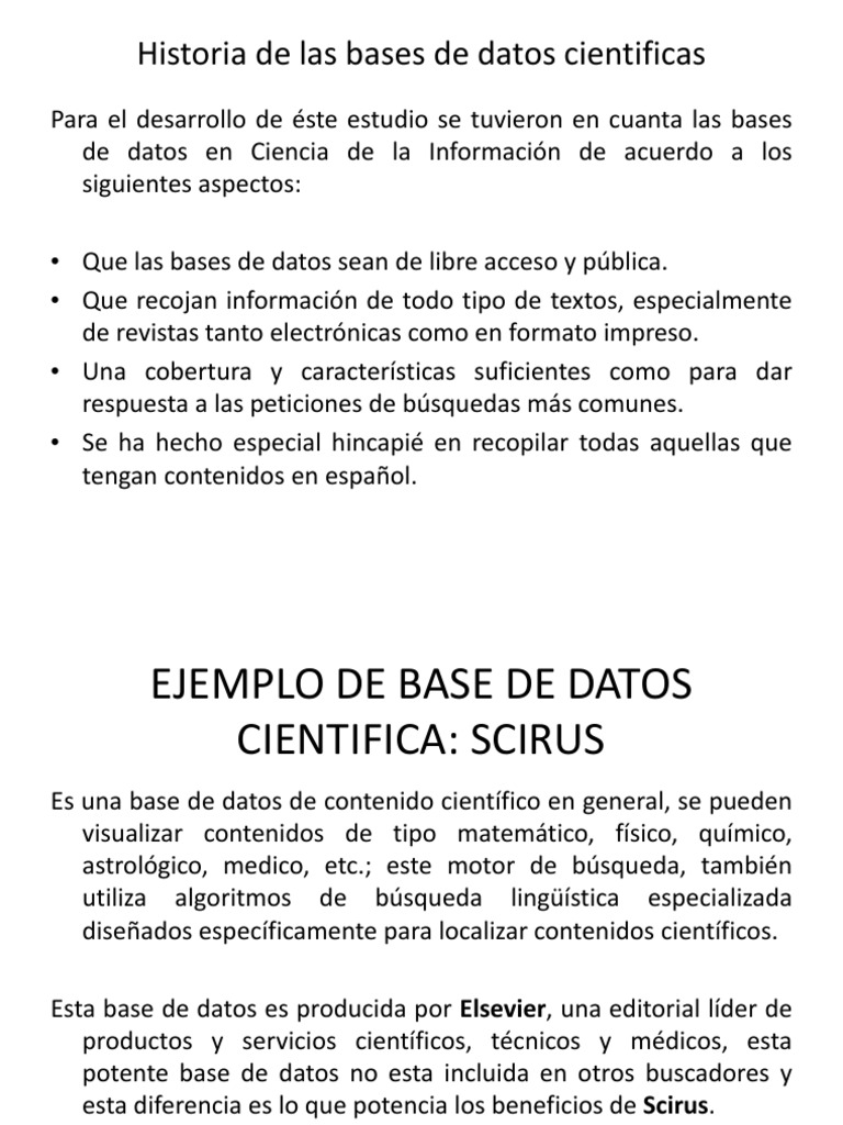 Uso de Scirus en Bases de Datos Científicas | PDF | HTML | Bases de datos