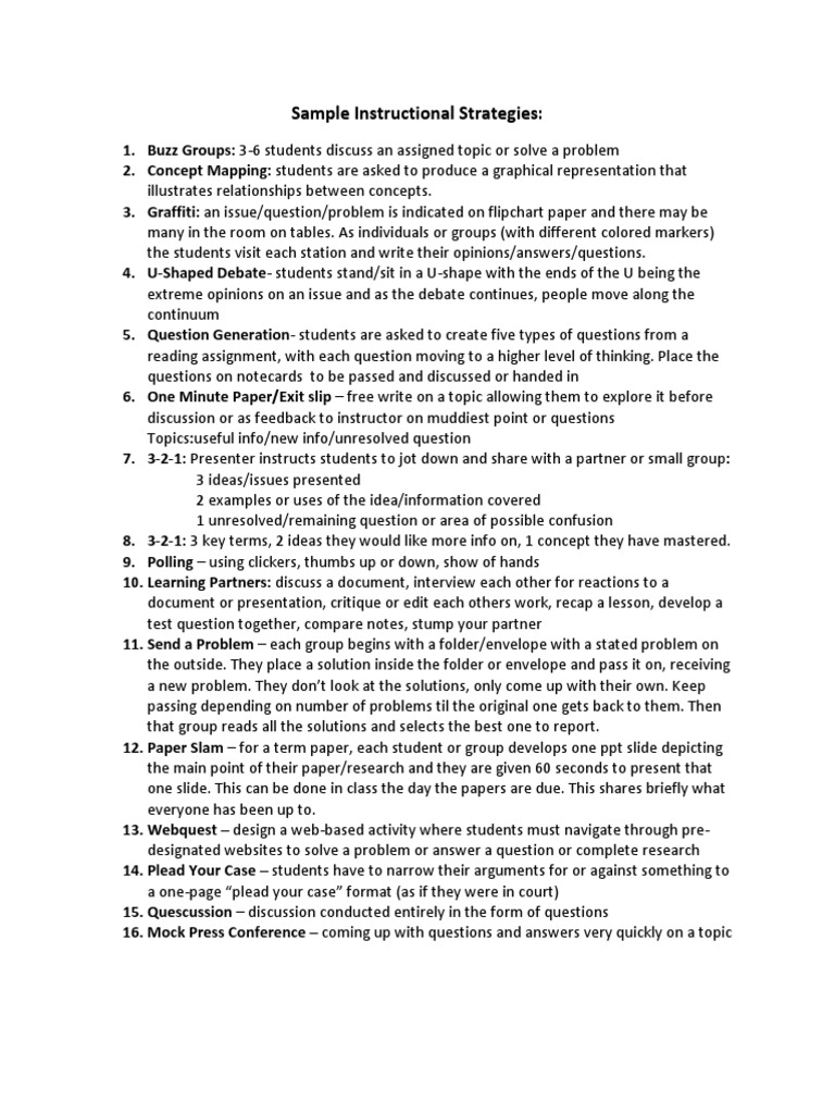 Engaging Classroom Techniques | PDF