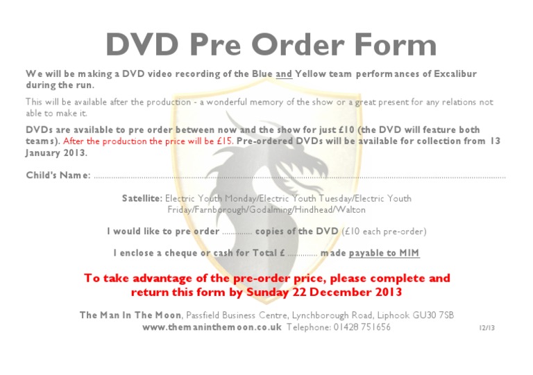 DVD Order Form | PDF