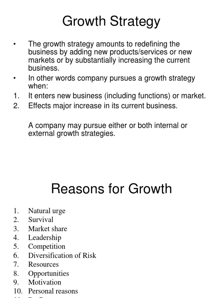 Growth Strategies, Expansion Strategies, Strategic Management | PDF ...