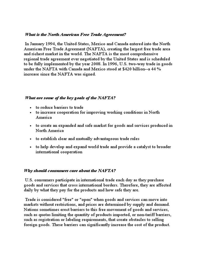 Why Should Consumers Care About The NAFTA? | PDF | North American Free ...