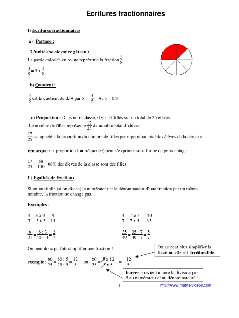 Comprendre et Utiliser les Fractions | PDF | Fraction (Mathématiques ...