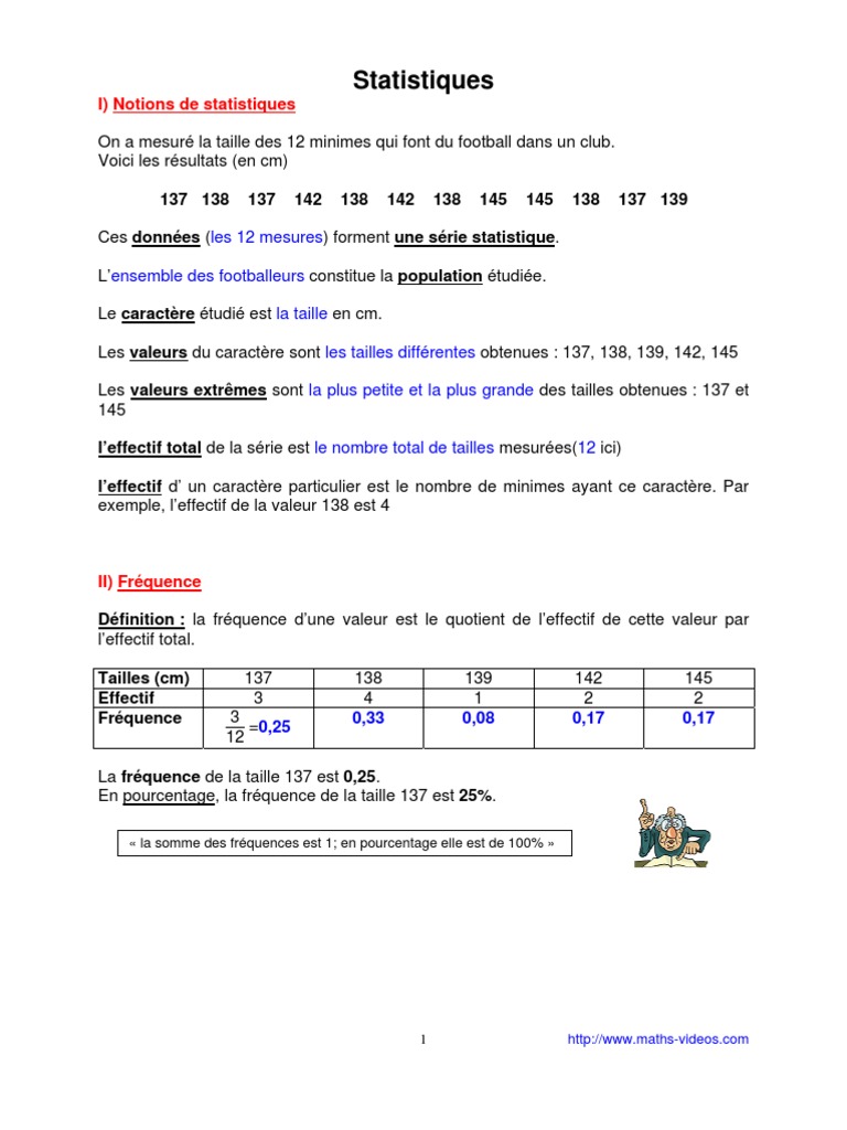 Statistiques et Fréquences en 4ème | PDF | Enseignement des mathématiques