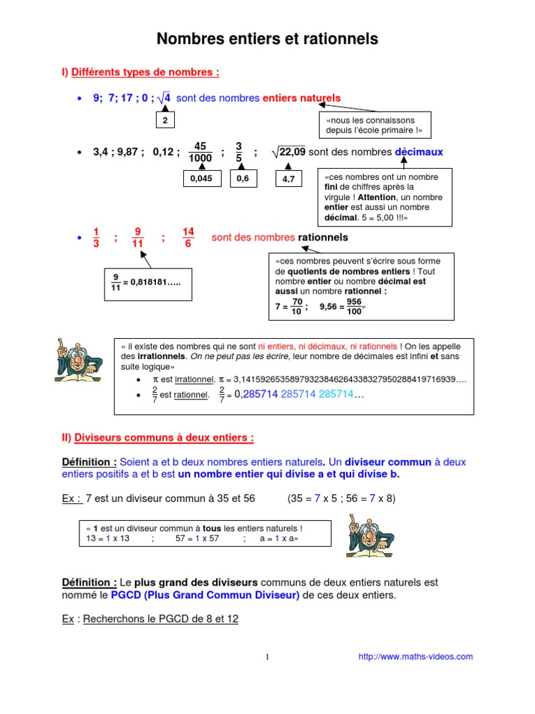 Nombres Entiers Et Rationnels (3ème) | PDF | Entier naturel | Fraction (Mathématiques)