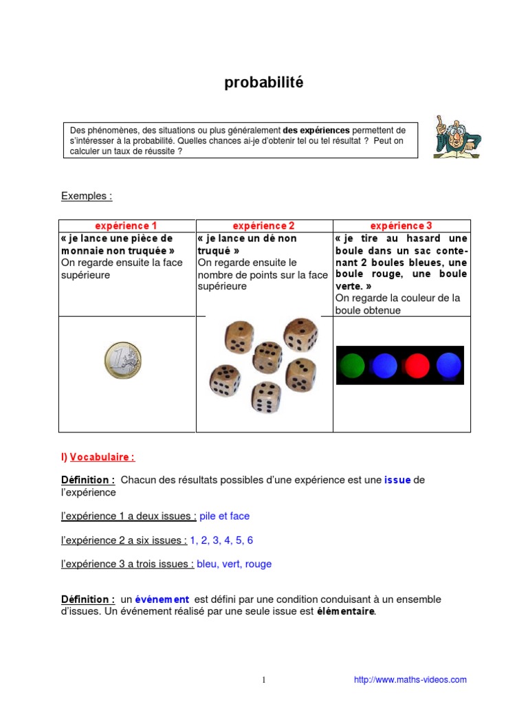 Probabilités (3ème) | PDF | Probabilité | Dé
