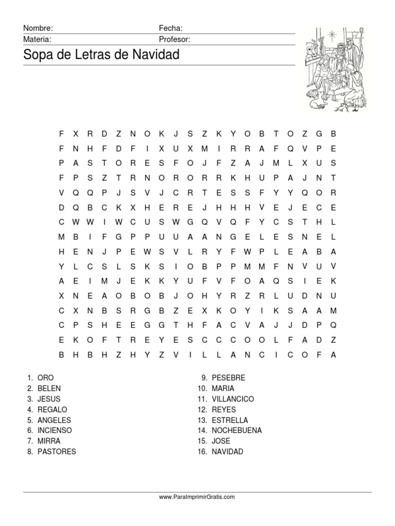 Sopa de Letras Navideña para Imprimir | PDF
